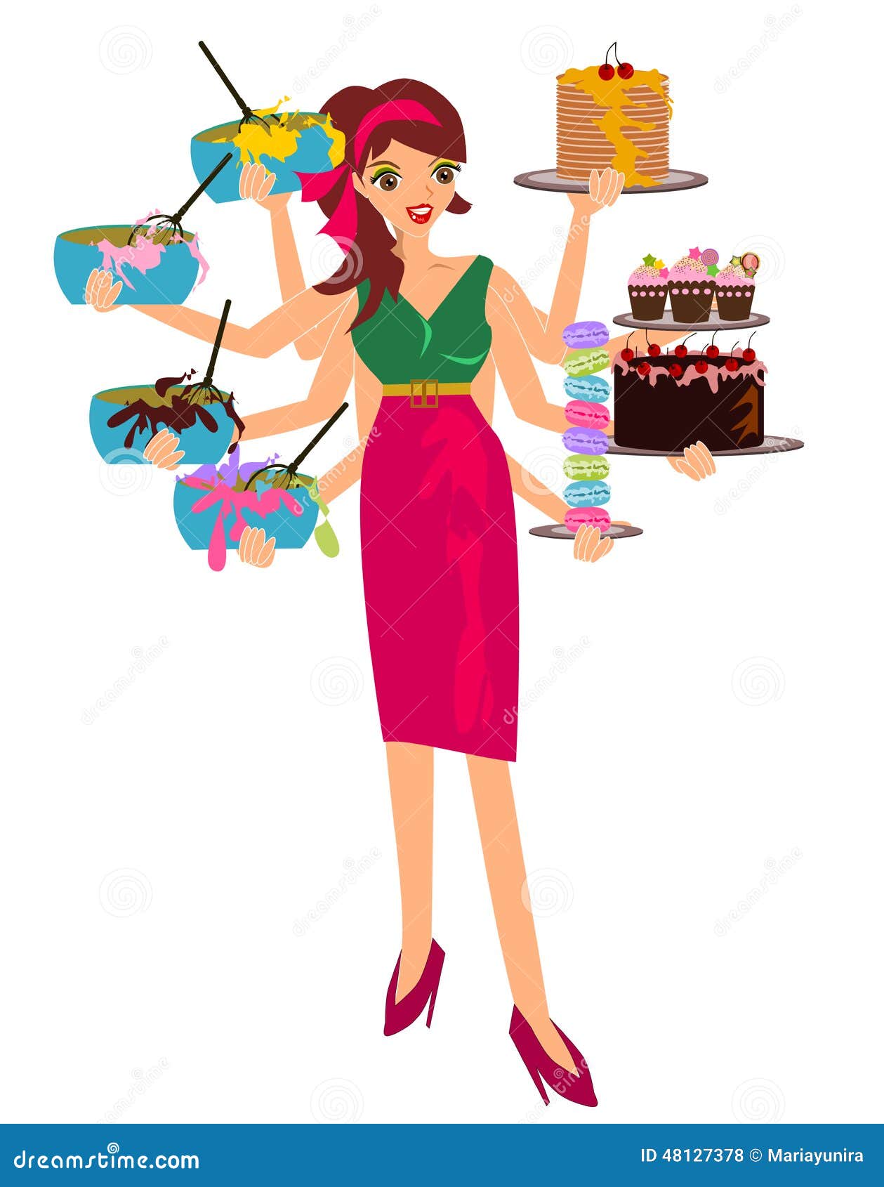 Multitasking woman stock vector. Illustration of blackforest - 48127378