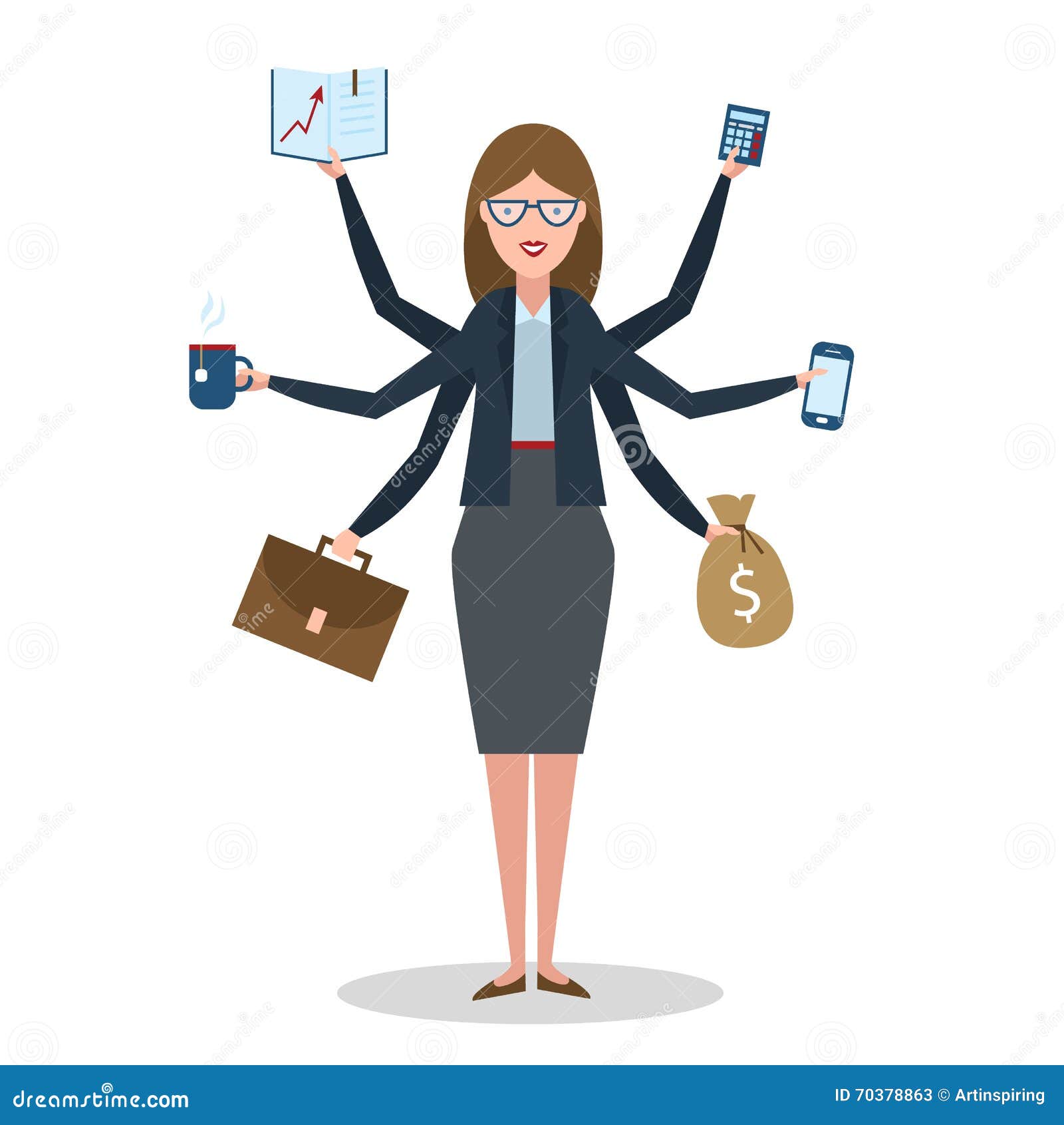 Multitasking Woman Standing White Stock Illustrations – 78 Multitasking ...