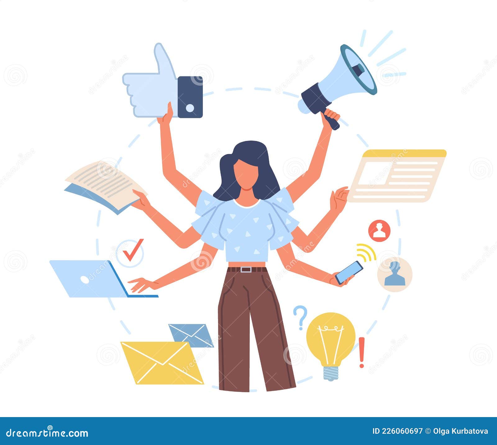 Multitasking Woman. Versatile Lady Effectively Decisive Multiple Cases ...