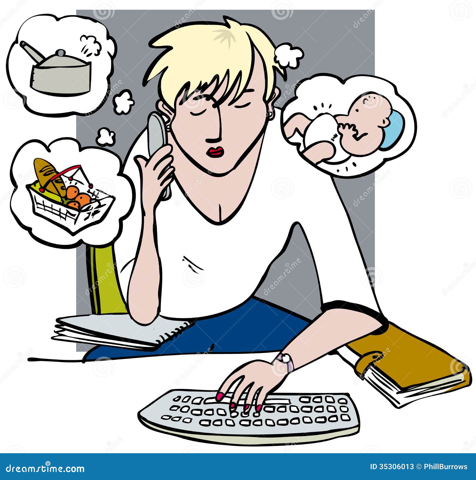 Multitasking woman stock vector. Illustration of multitask - 35306013