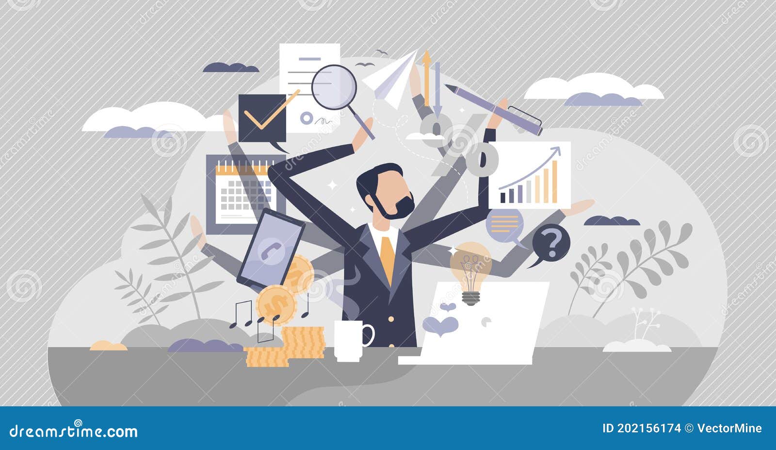 Multitasking Work As Combine Many Job Duties And Tasks Tiny Person ... Multitasking Work As Combine Many Job Duties And Tasks Tiny Person ...