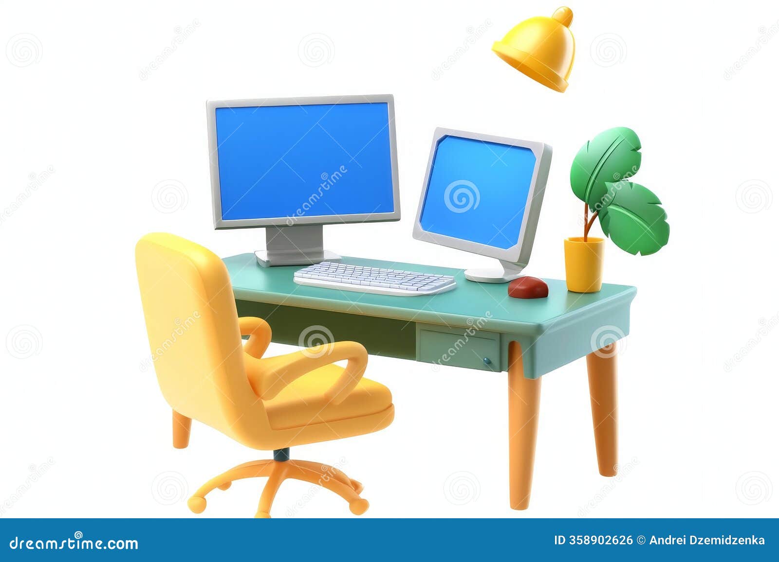 Multitasking / Work Job Balance Concept. Floating Desk and Computer ...