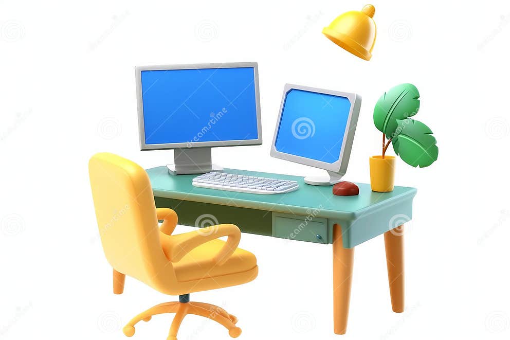 Multitasking / Work Job Balance Concept. Floating Desk and Computer ...