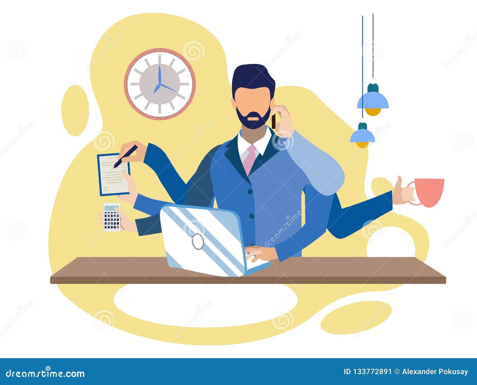 Multitasking at Work Metaphor Vector Illustration Stock Vector ...