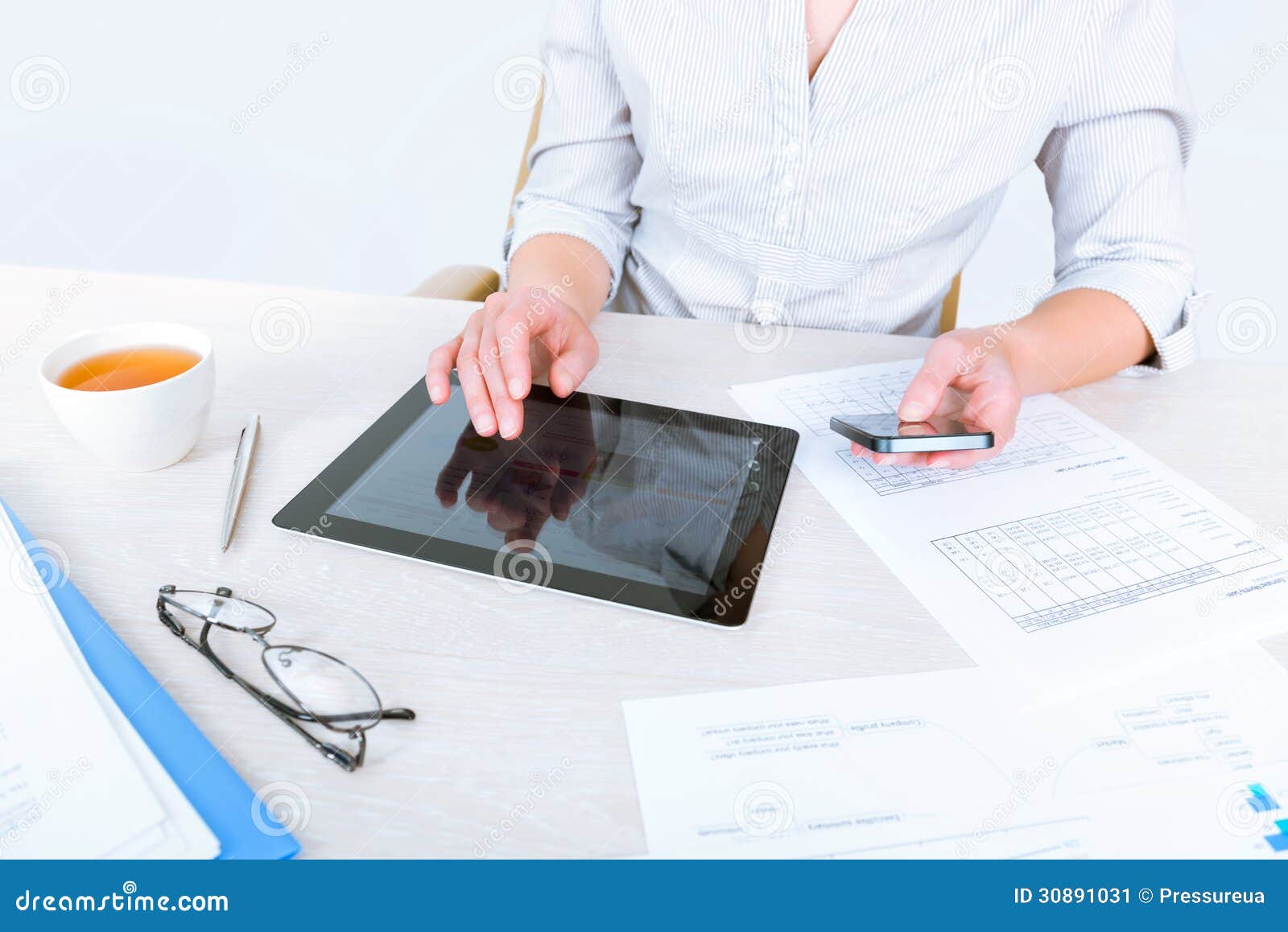 Multitasking at work stock image. Image of analysis, businesswoman ...