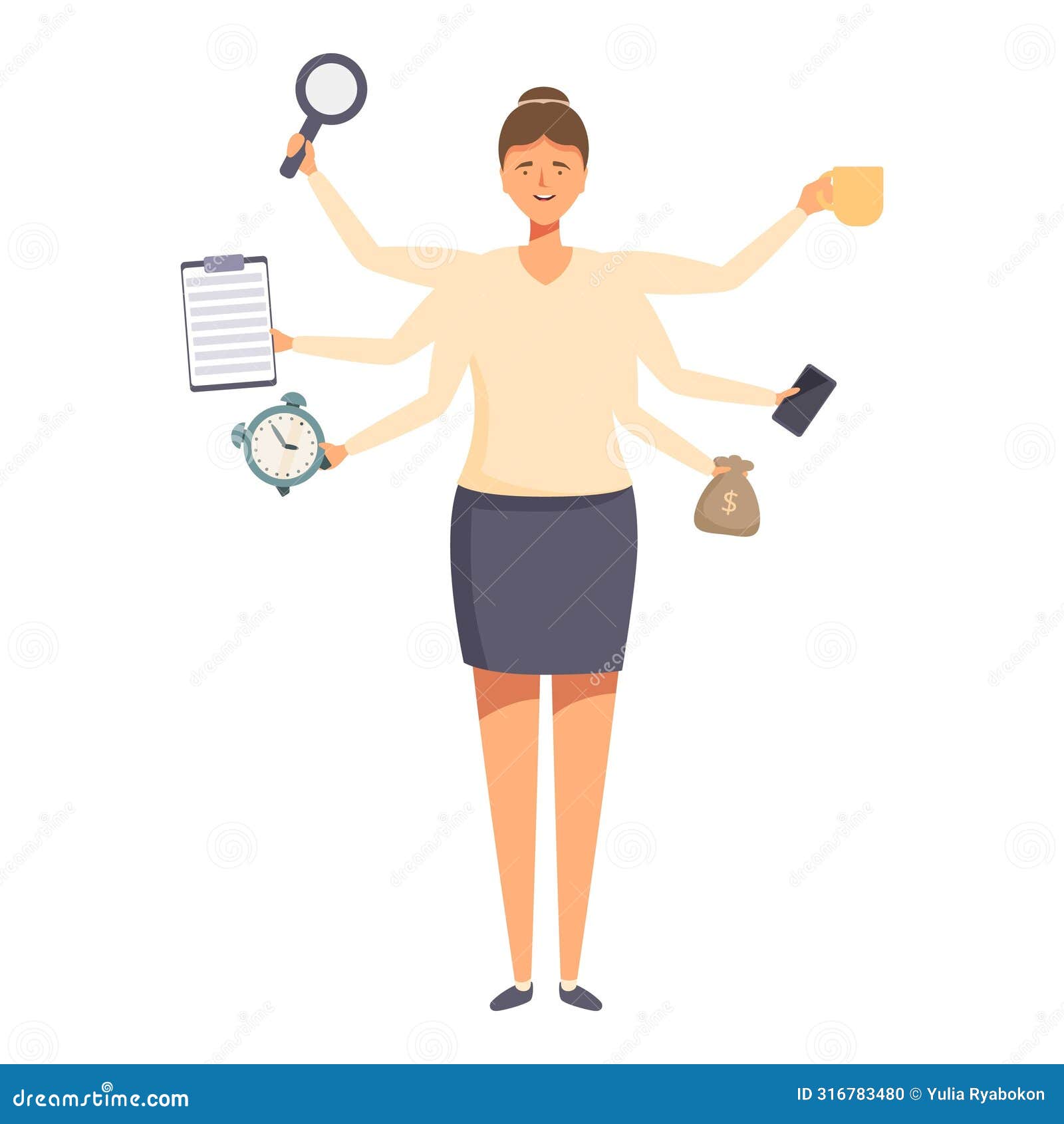 Multitasking Workaholic Person Icon Cartoon Vector. Office Manager ...
