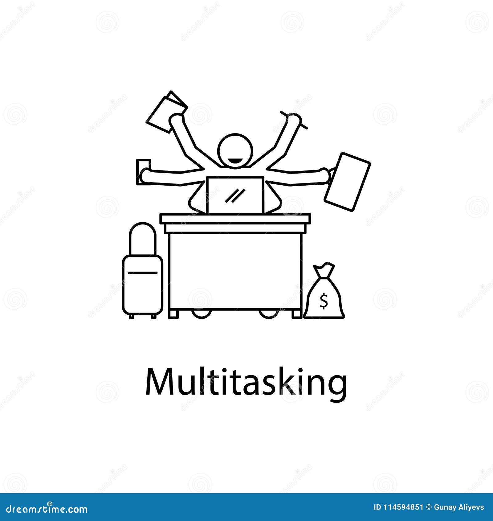 Multitasking Worker Icon. Element People at the Workplace for Mobile ...