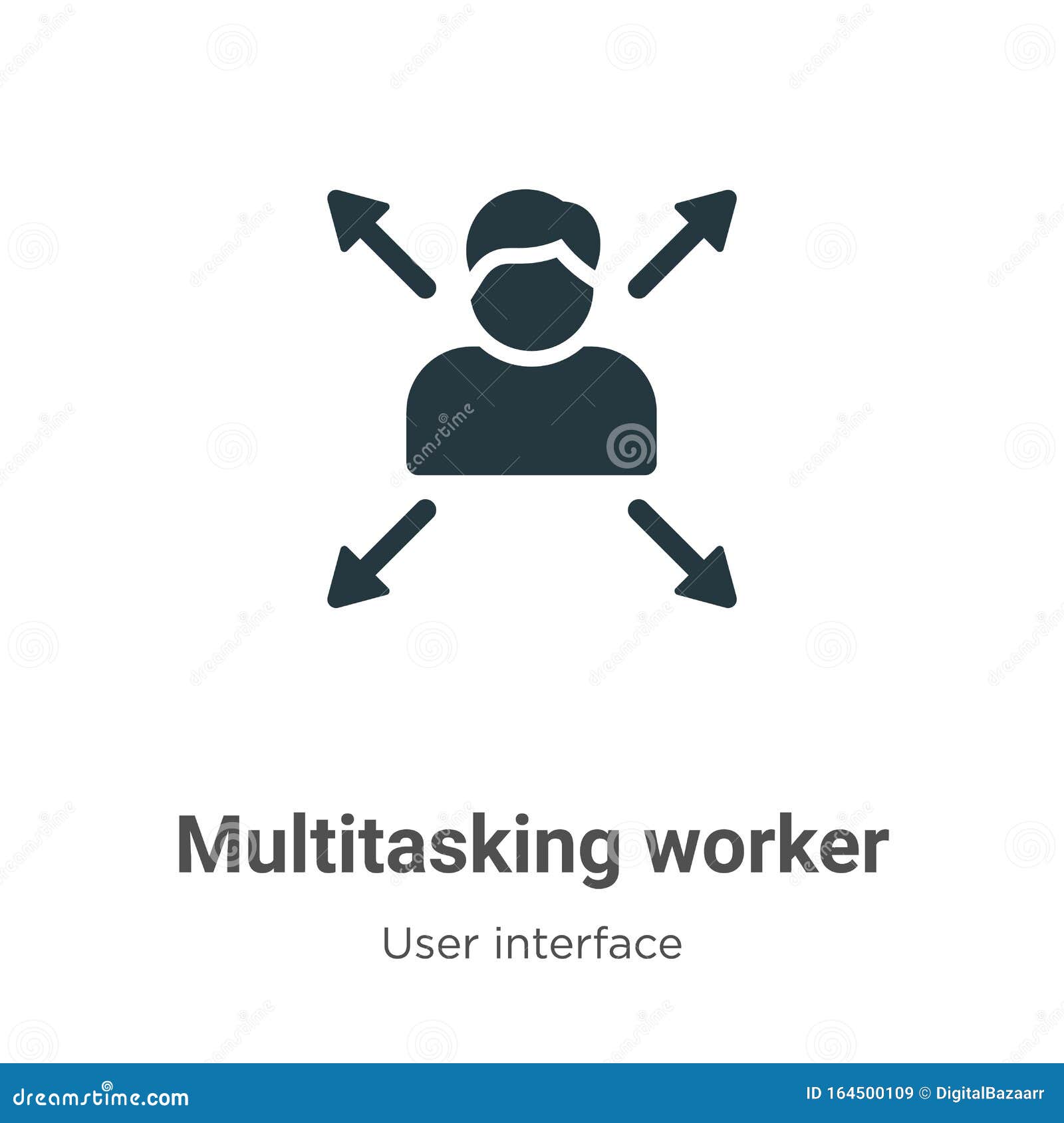 Multitasking Worker Vector Icon on White Background. Flat Vector ...