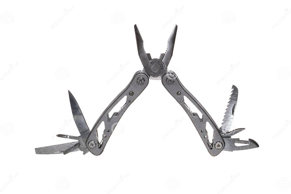 Multitool Isolated on White Background Stock Photo - Image of hand ...