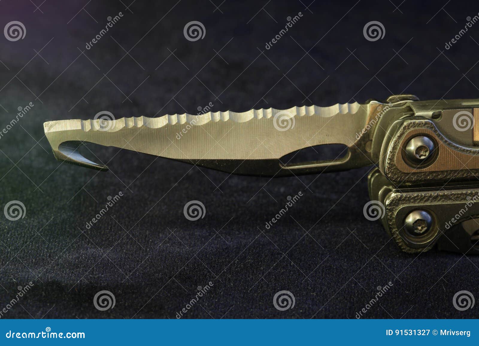 Multitool Steel Knife Wavy Blade Stock Image - Image of survival ...
