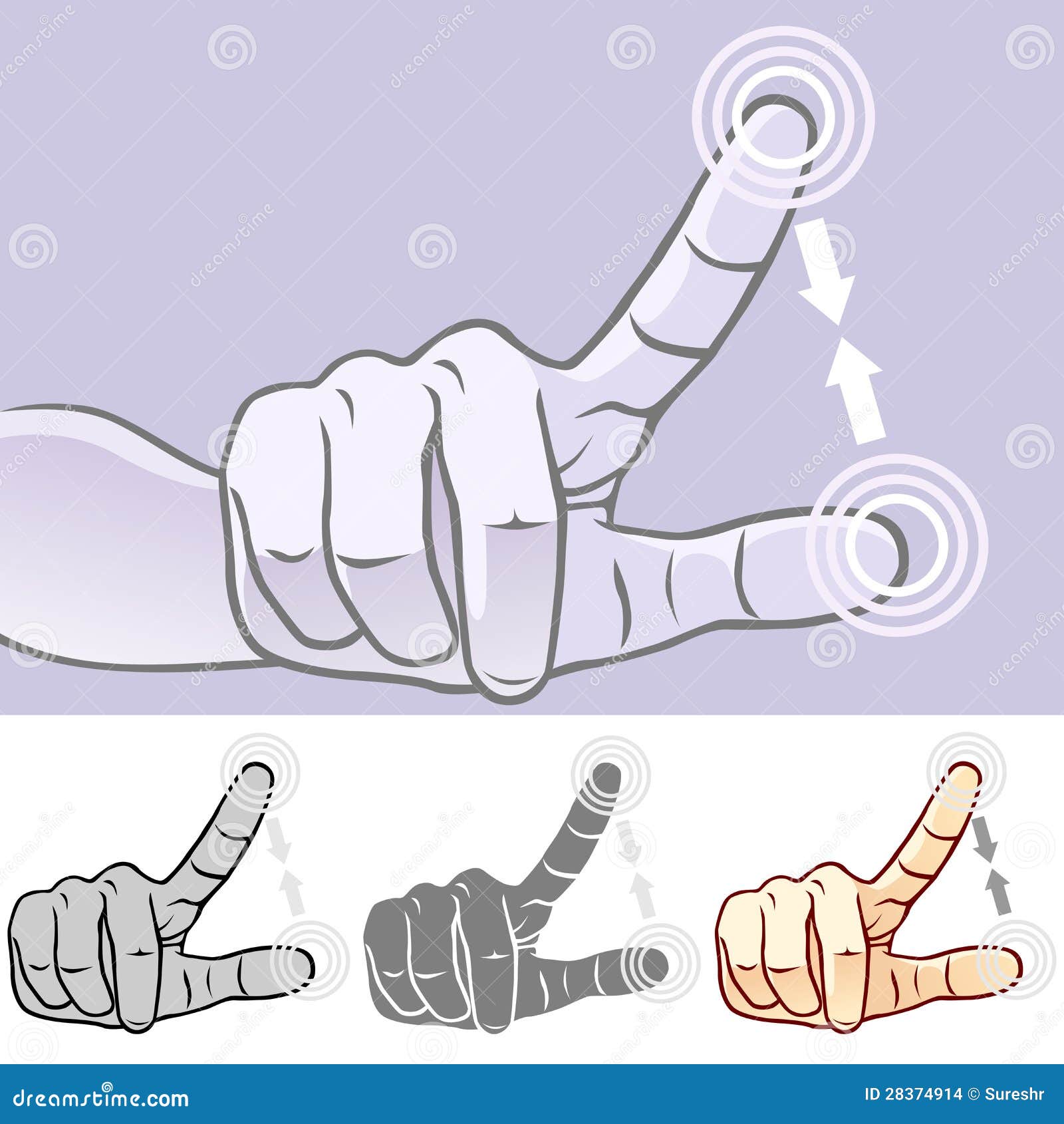 MultiTouch Hand Gestures for Smartphone, Tablet and Pad- Pinch Stock ...