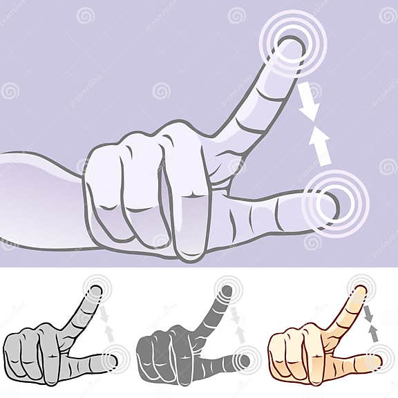 MultiTouch Hand Gestures for Smartphone, Tablet and Pad- Pinch Stock ...