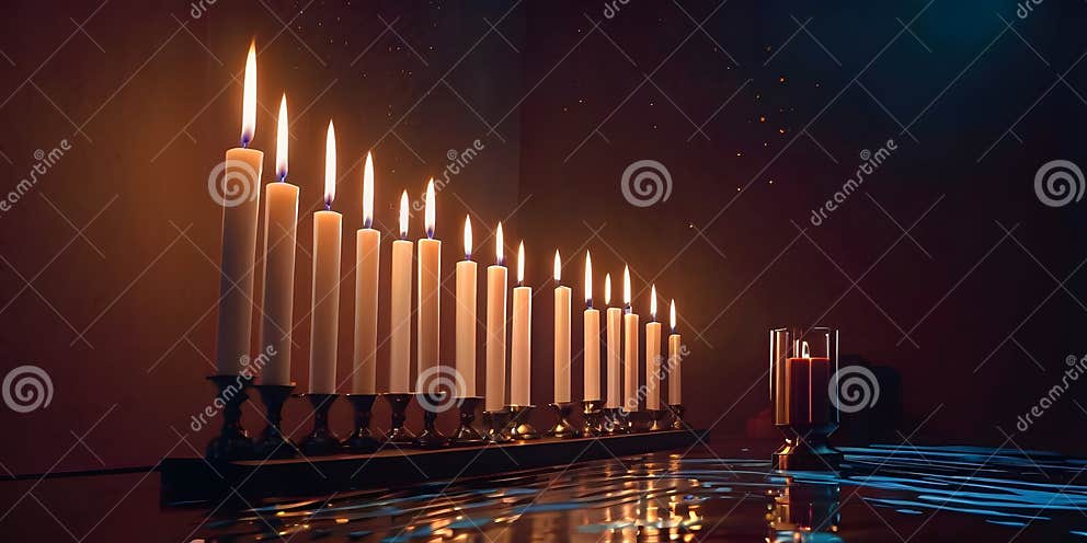 Array of Candles Illuminating Darkness Stock Image - Image of candlelit ...