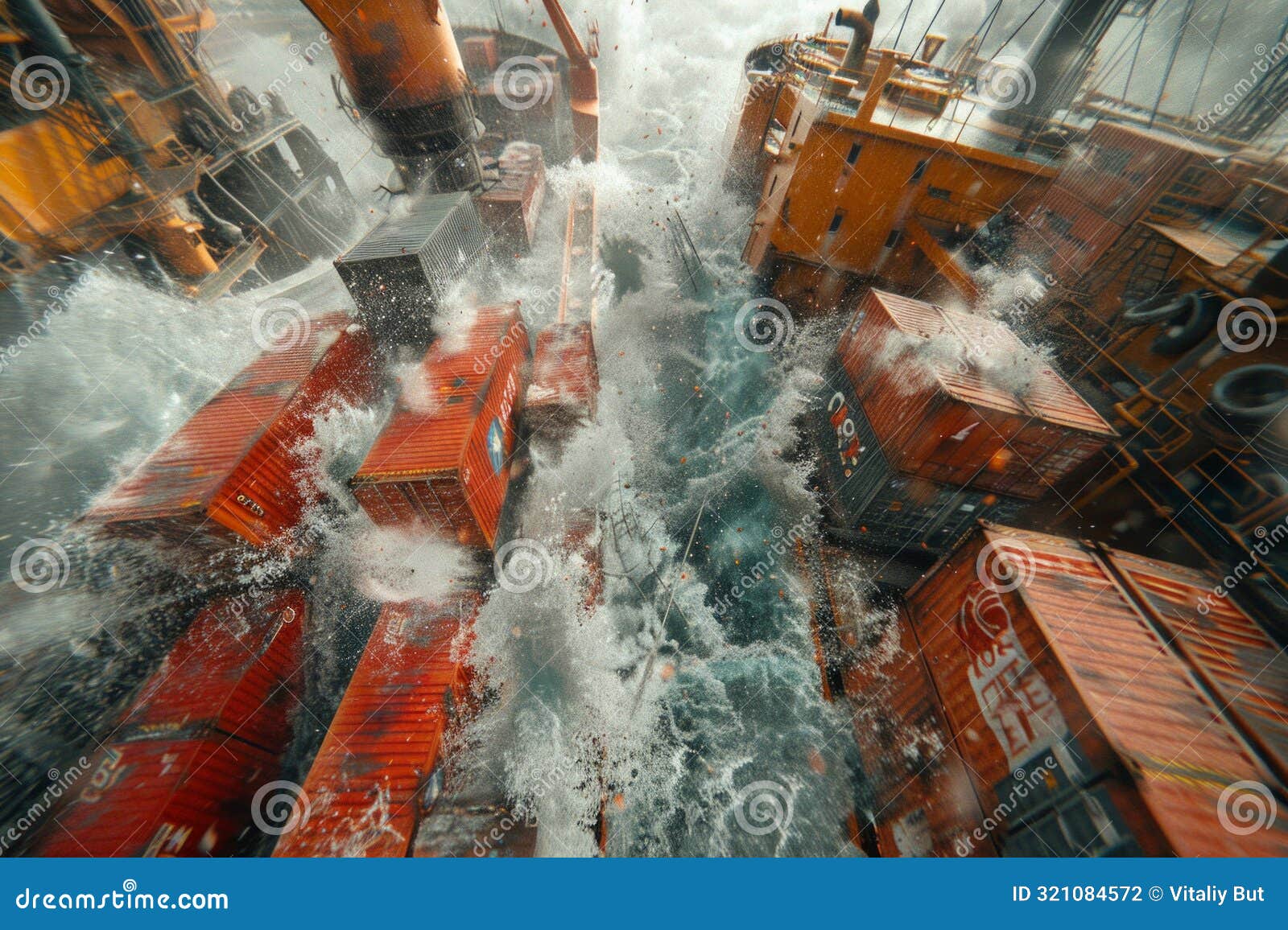 A Multitude of Cargo Containers, Jumbled and Tangled, Floating on the ...
