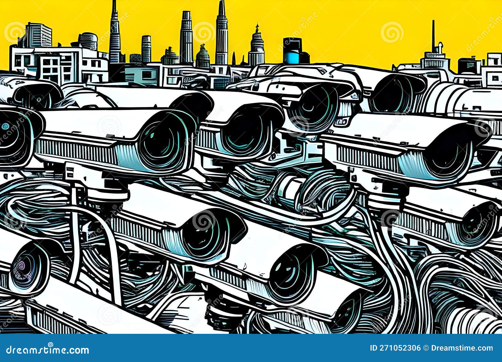 Multitude of CCTV cameras stock illustration. Illustration of privacy ...