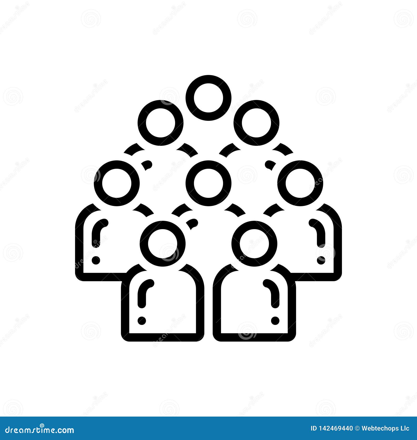 Black Line Icon for Multitude, Crowd and People Stock Vector ...