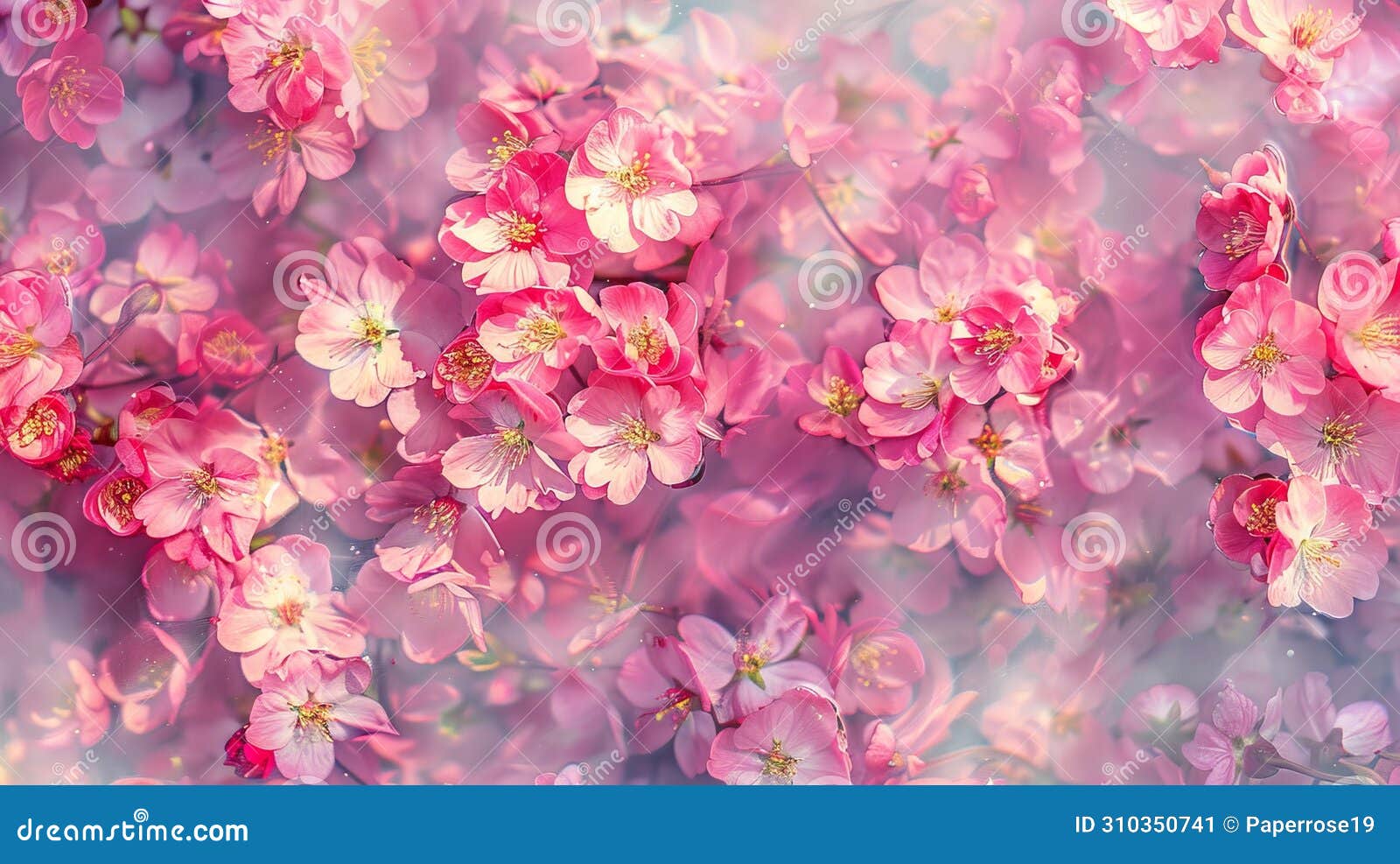 A Multitude of Pink Cherry Blossoms Floating on the Surface of Clear ...
