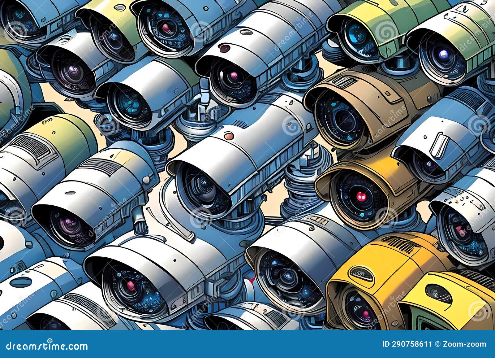 Security Cameras CCTV On A Computer Laptop Screen Screen, Blur Empty ...