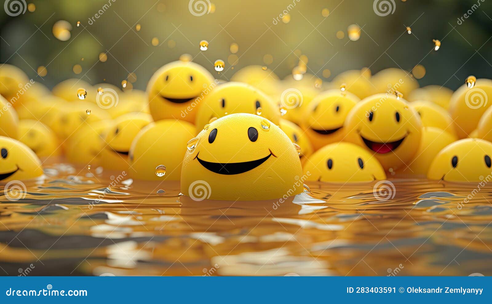 A Multitude of Yellow Smiles in the Water Stock Illustration ...