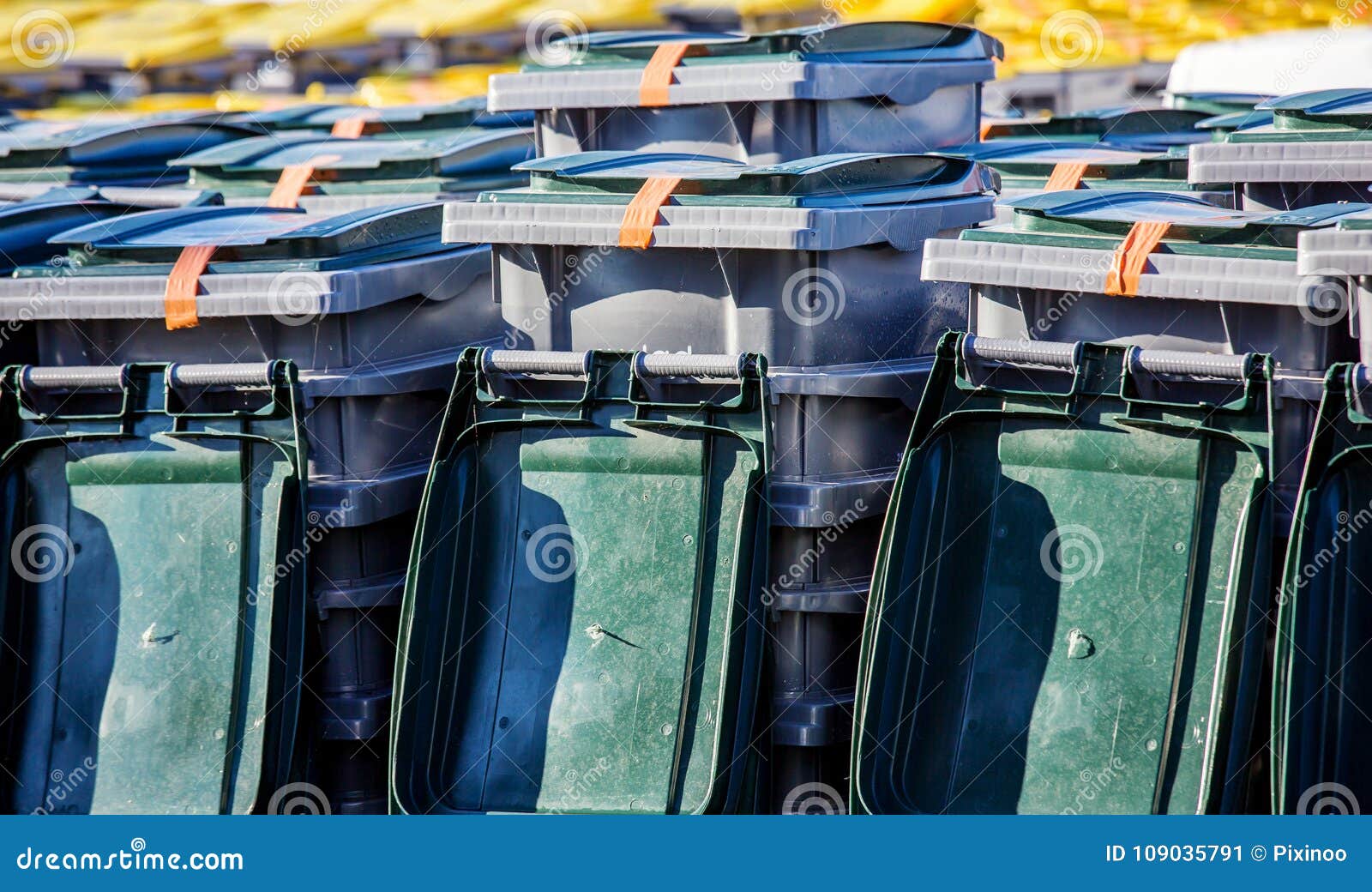 Multitudes of Trash Cans for Selective Sorting Stock Image - Image of ...