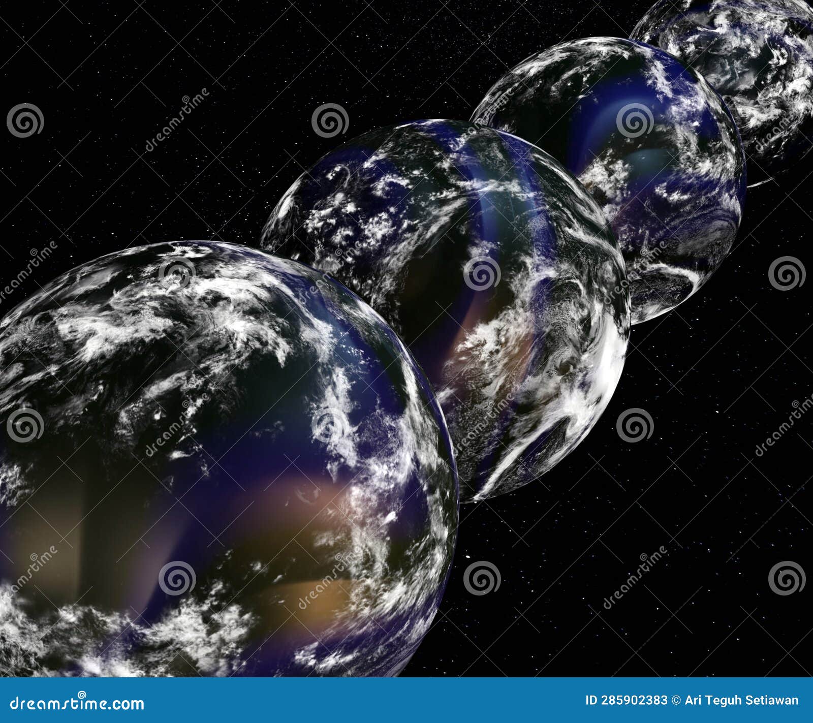 Multiple Earths As Another Universe in the Space Stock Illustration ...