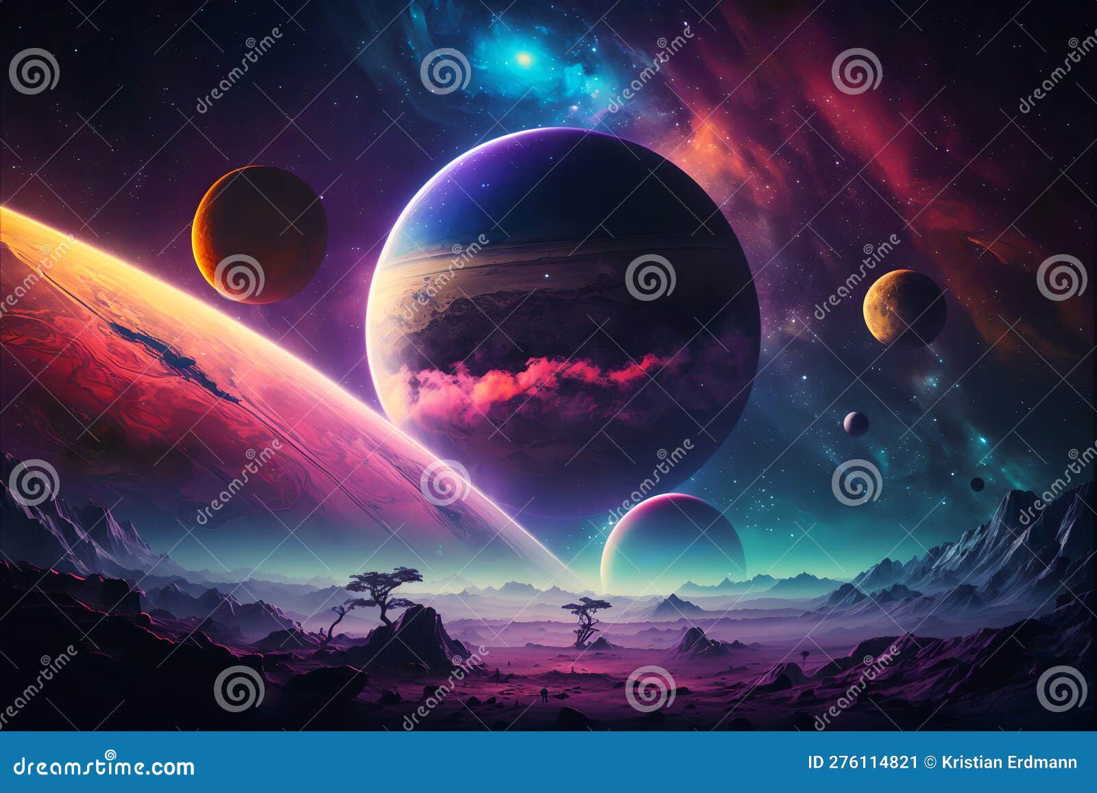 Multiverse Wonders: Earth-Like Planets Galore Stock Illustration ...
