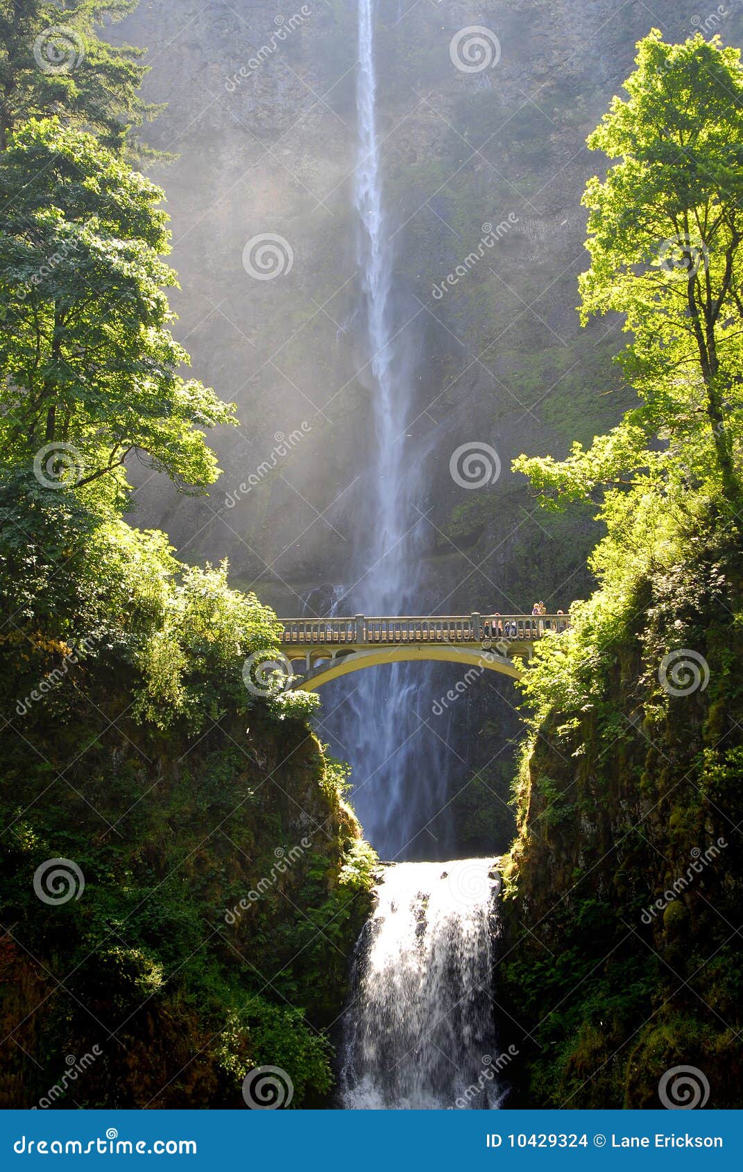 Waterfalls And A Bridge In The Background Stock Image | CartoonDealer ...