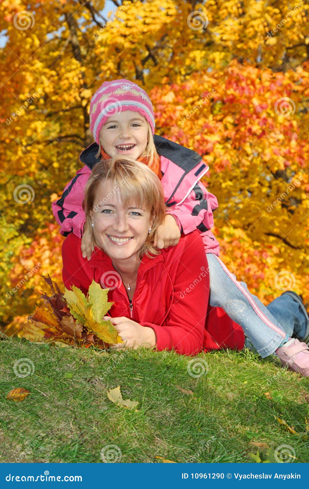 Mum with a Daughter in Autumn Park Stock Photo - Image of matriarch ...