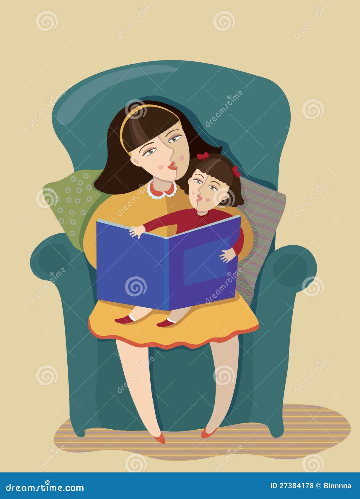 Mum and Daughter Read the Book Stock Vector - Illustration of young ...