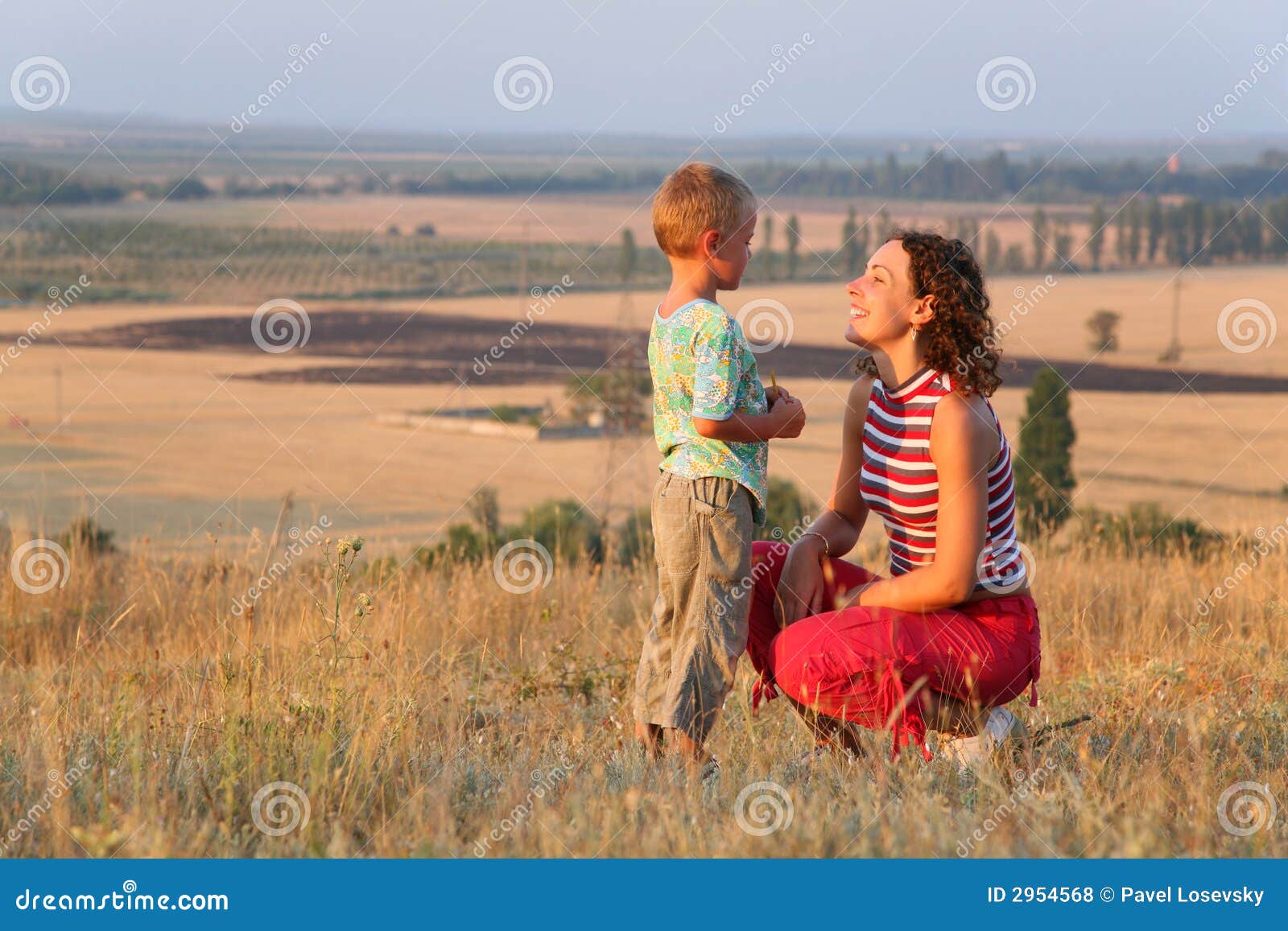 Mum looks at the son stock photo. Image of baby, field - 2954568