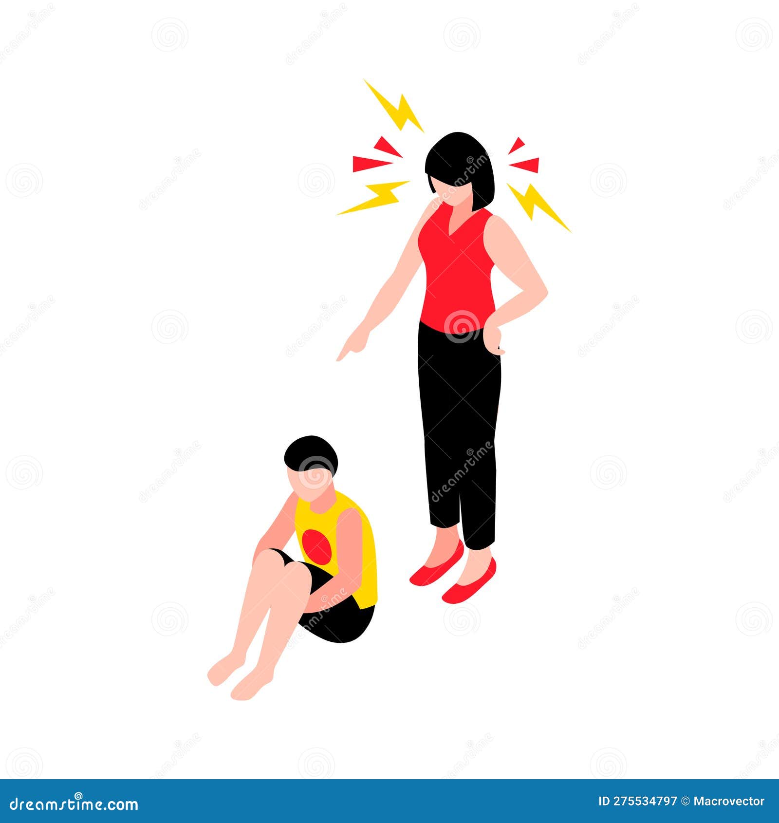 Mum Scolding Boy stock vector. Illustration of afraid - 275534797
