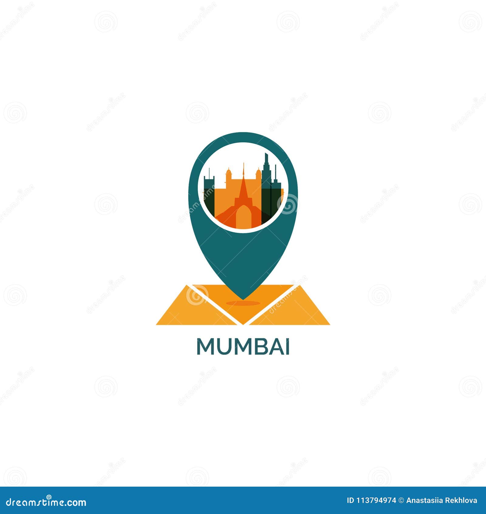 Mumbai City Skyline Vector Logo Icon Stock Vector - Illustration of ...