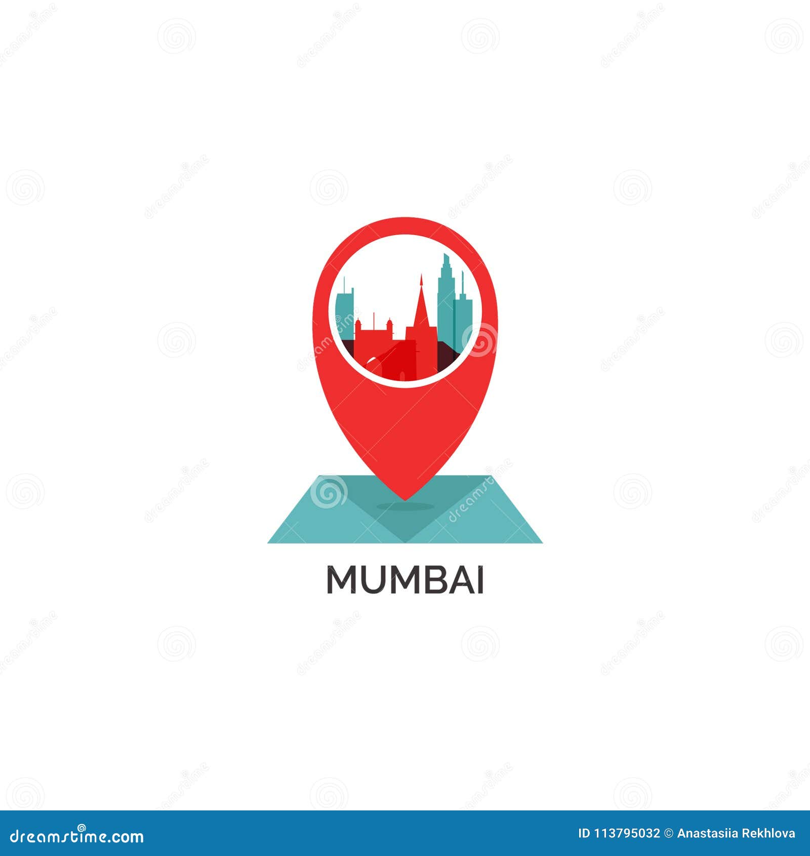 Mumbai City Skyline Vector Logo Icon Stock Vector - Illustration of ...