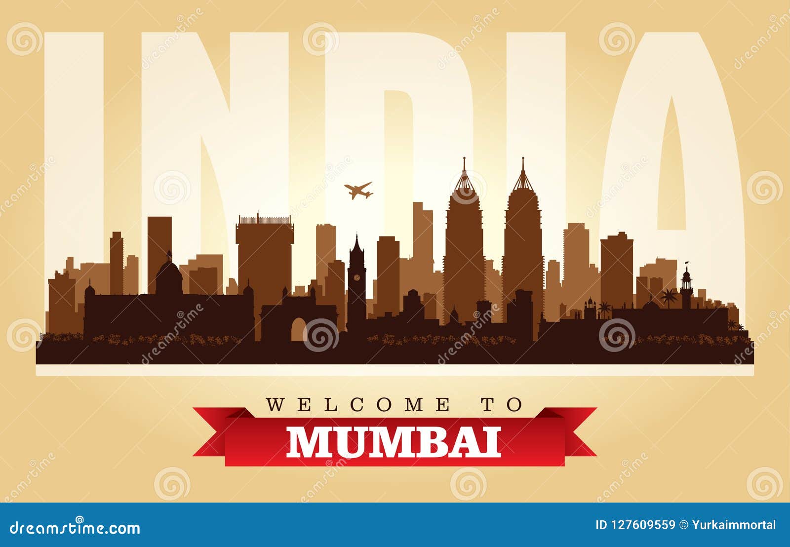Mumbai India City Skyline Vector Silhouette | CartoonDealer.com #127609559 Mumbai India City Skyline Vector Silhouette | CartoonDealer.com #127609559