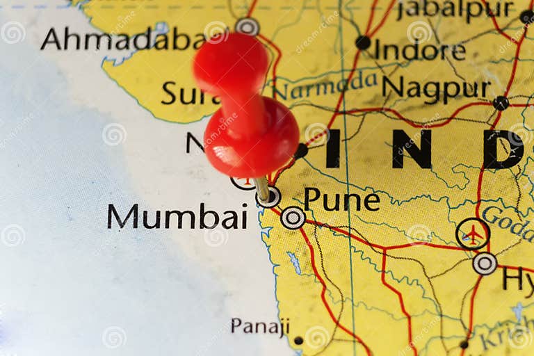 Mumbai India pinned map stock illustration. Illustration of city - 89017975