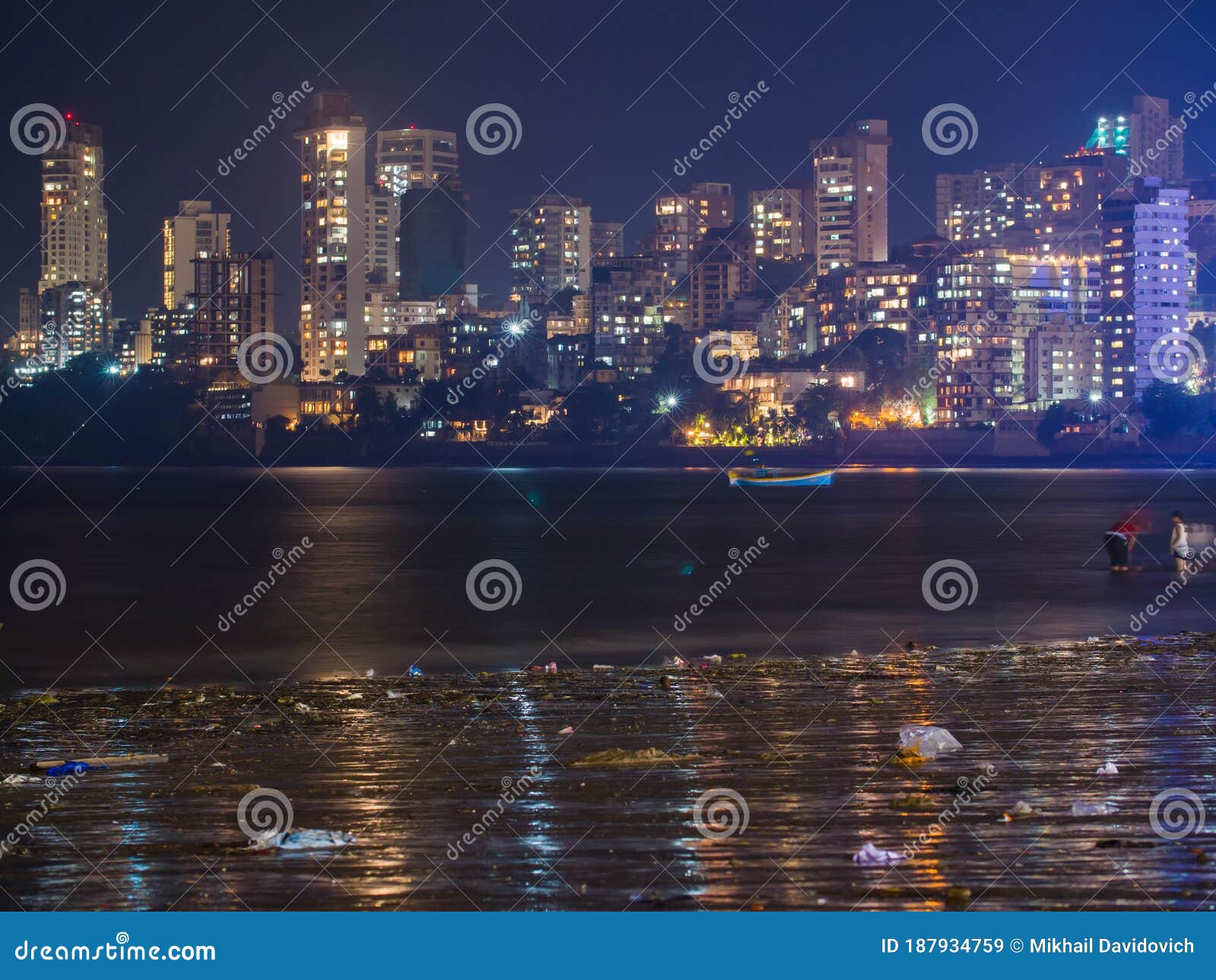 Mumbai Night Skyline View from Marine Drive in Mumbai, India. Stock ...