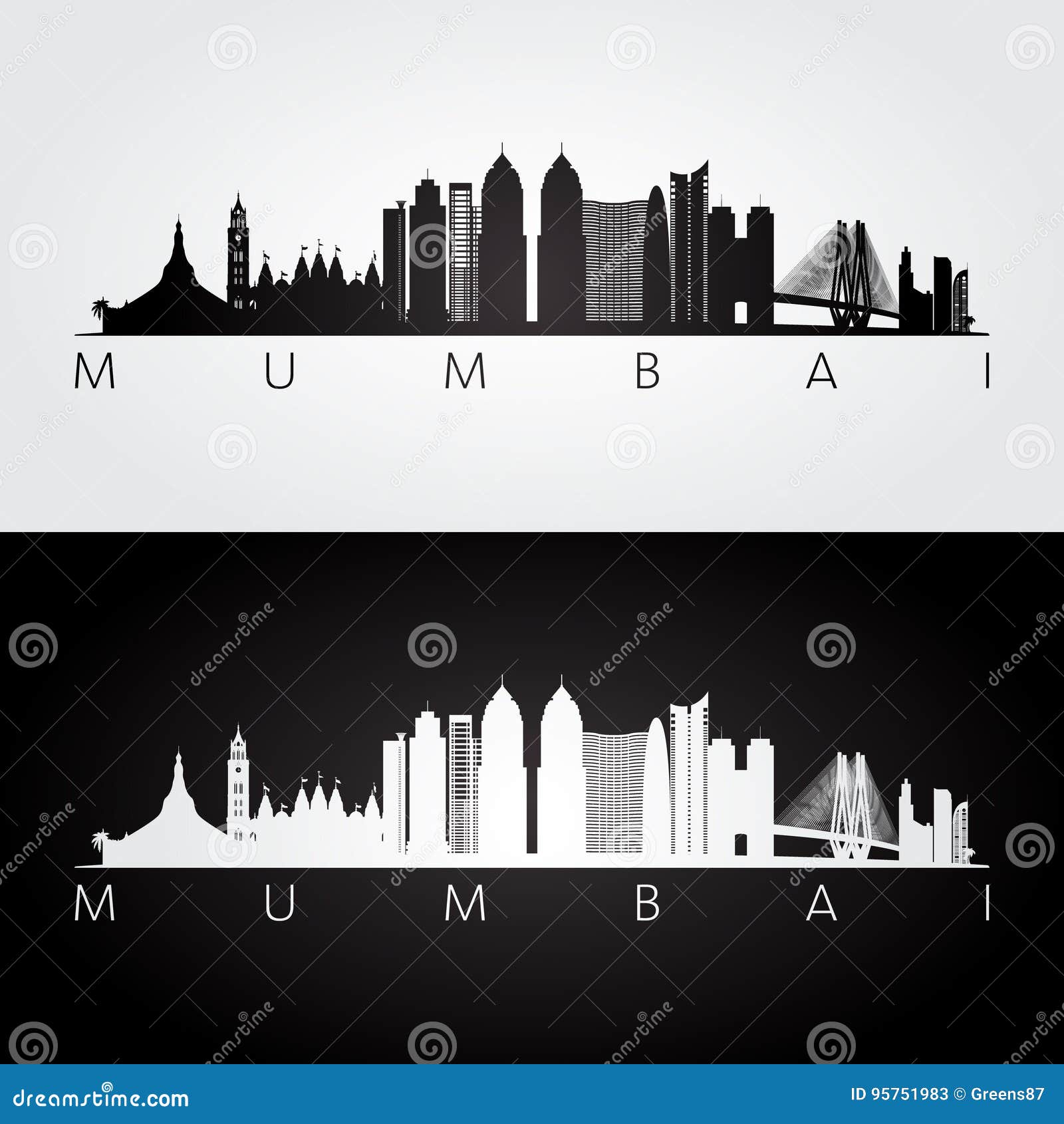 Mumbai Skyline Horizontal Banner. Vector Illustration | CartoonDealer ...