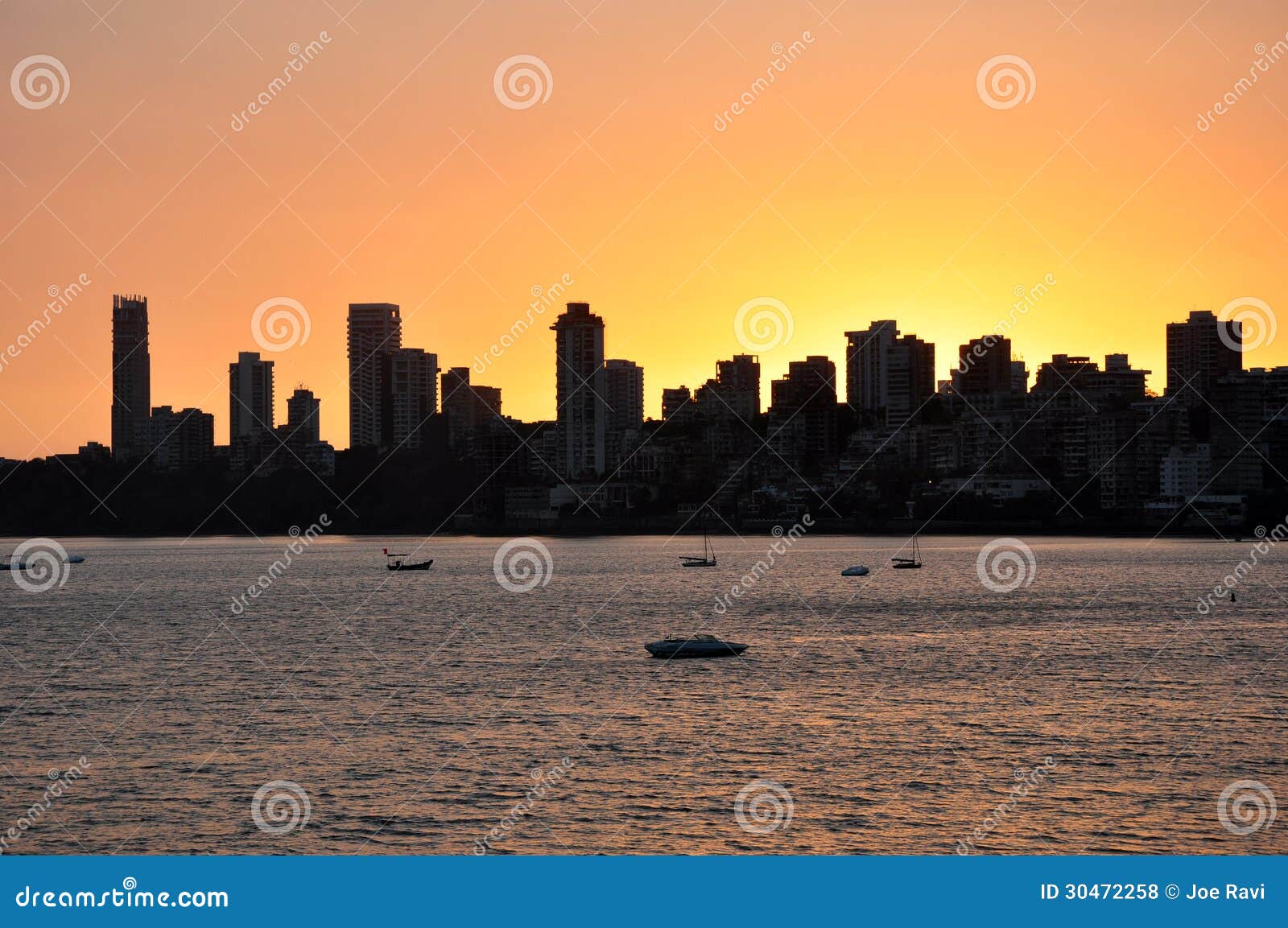 Mumbai Skyline at Sunset stock photo. Image of drive - 30472258