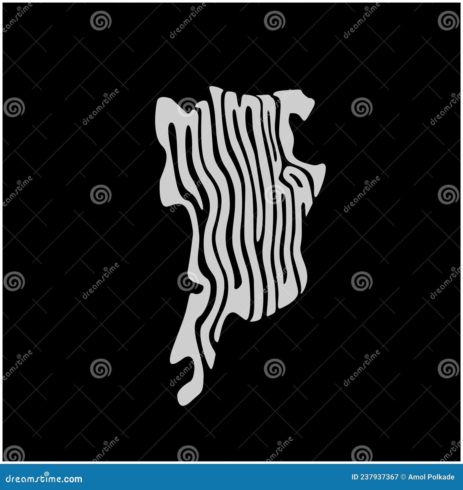 Mumbai Written in Mumbai Map Shape. Mumbai Lettering Stock Vector ...