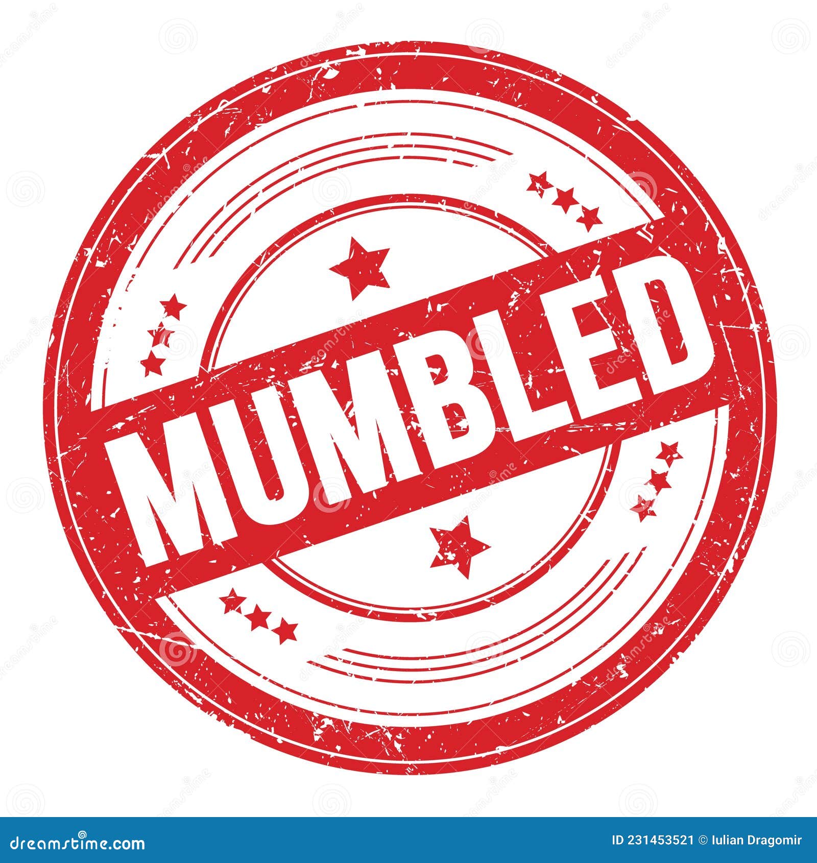 MUMBLED Text on Red Round Grungy Stamp Stock Illustration ...