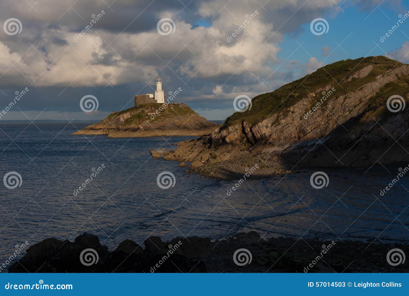 Mumbles Lighthouse Swansea Bay Stock Image - Image of swansea, seascape ...