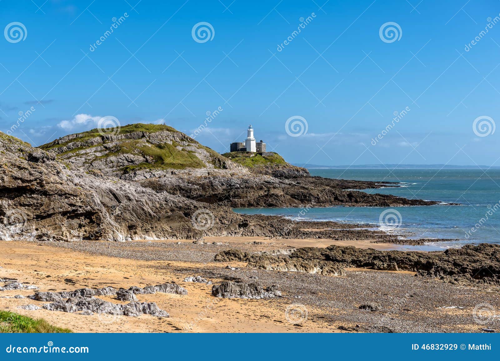 Mumbles Lighthouse stock image. Image of mumbles, ocean - 46832929