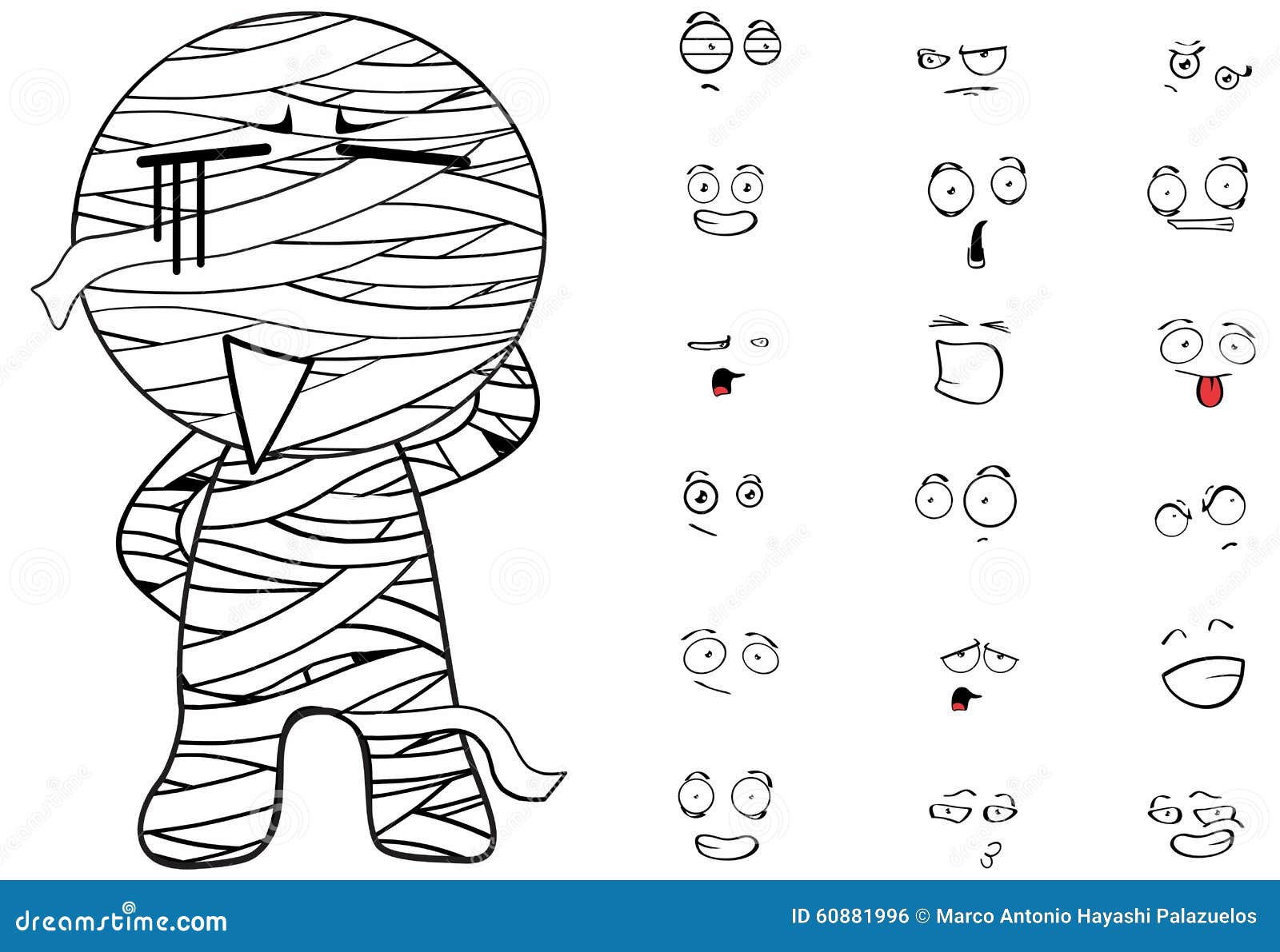 Mummy Cartoon Character For Decorating Halloween Night Party Flat ...