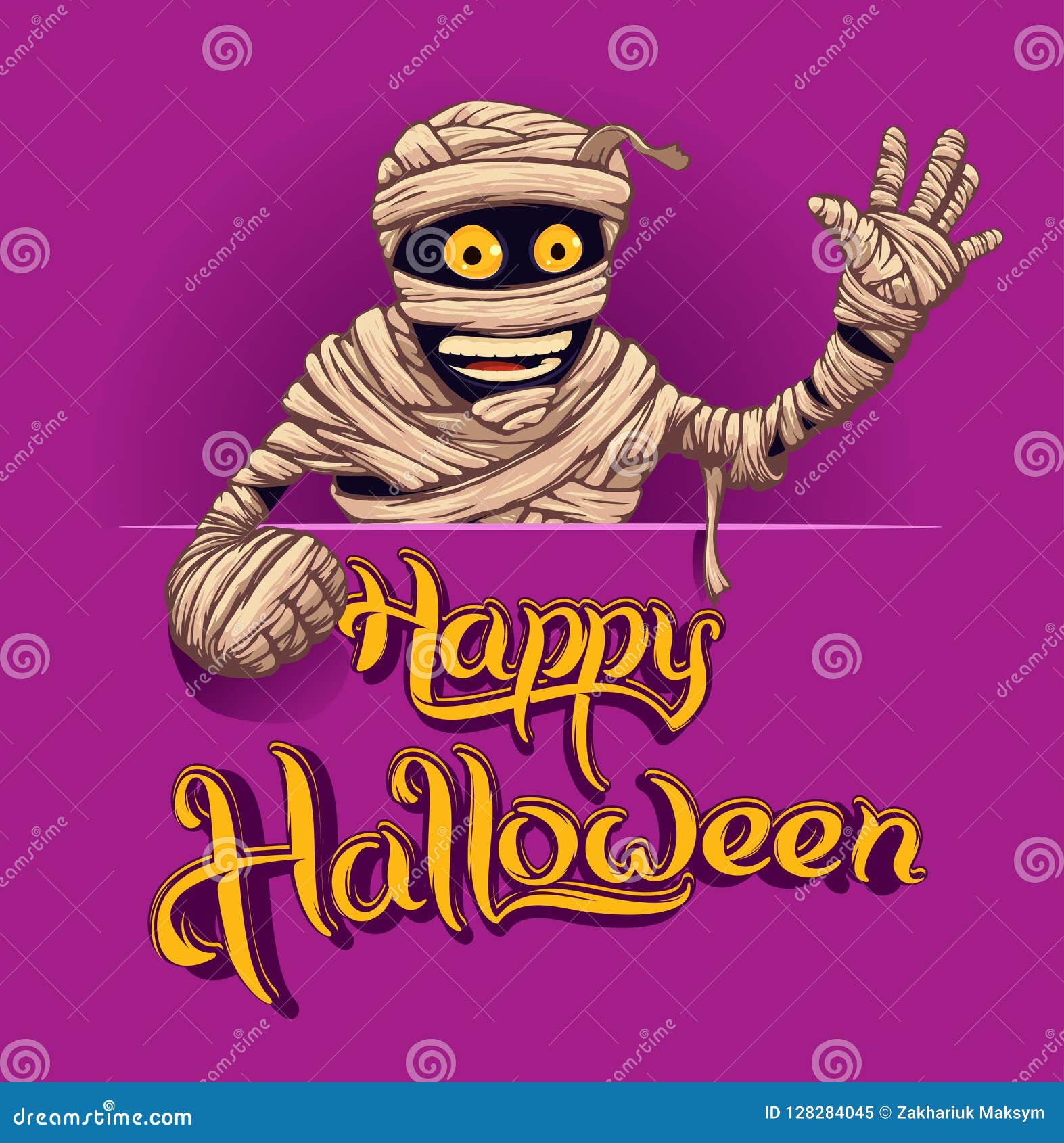 Mummy with lettering stock vector. Illustration of holding - 128284045