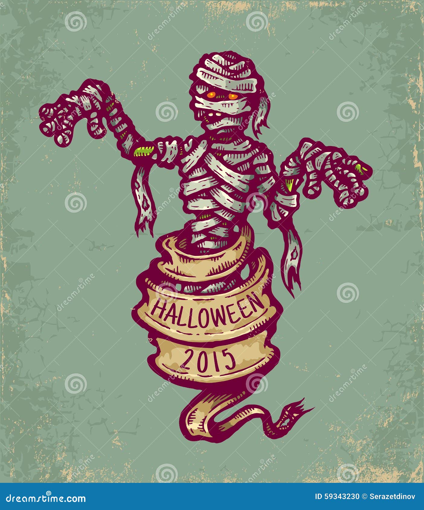 Mummy and old ribbon stock vector. Illustration of cartoon - 59343230