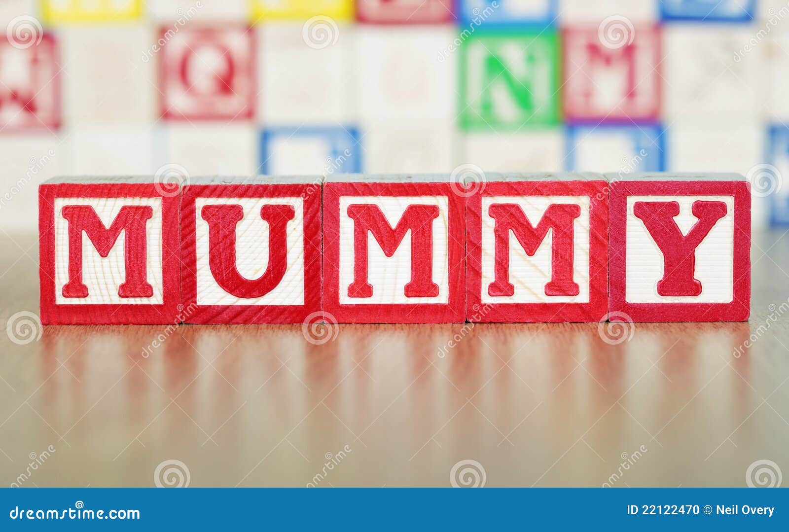 Mummy Spelled Out in Alphabet Building Blocks Stock Photo - Image of ...