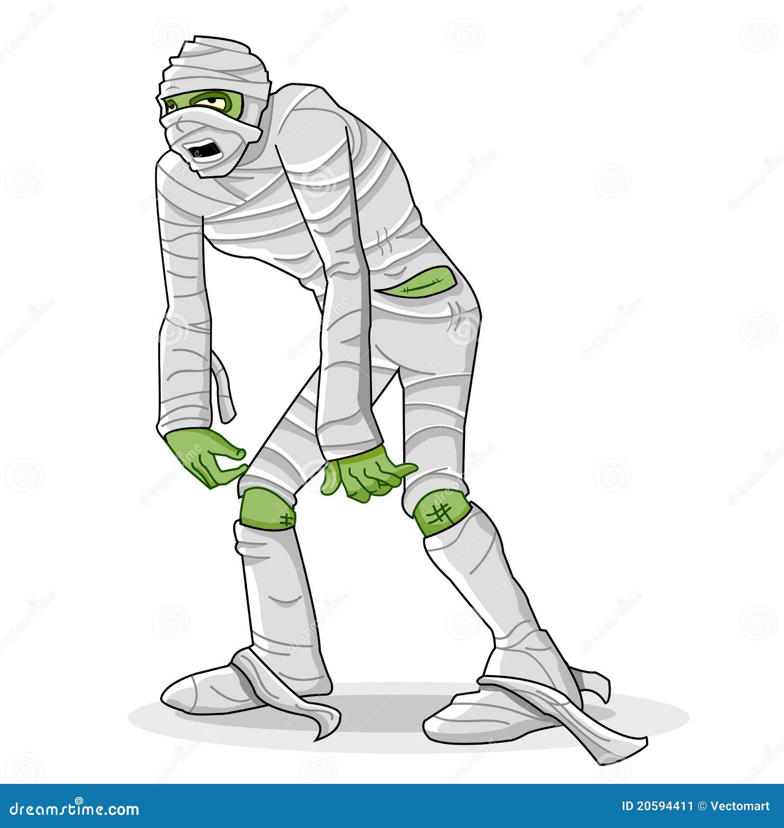 Leg Wrapped With Bandage Rolled In Zinc Oxide Or Calamine, Vinta ...