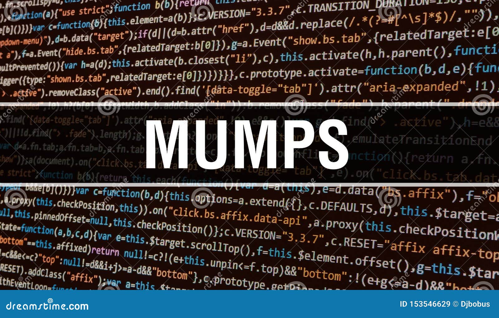 Mumps Concept With Random Parts Of Program Code Mumps With Programming Code Abstract Technology