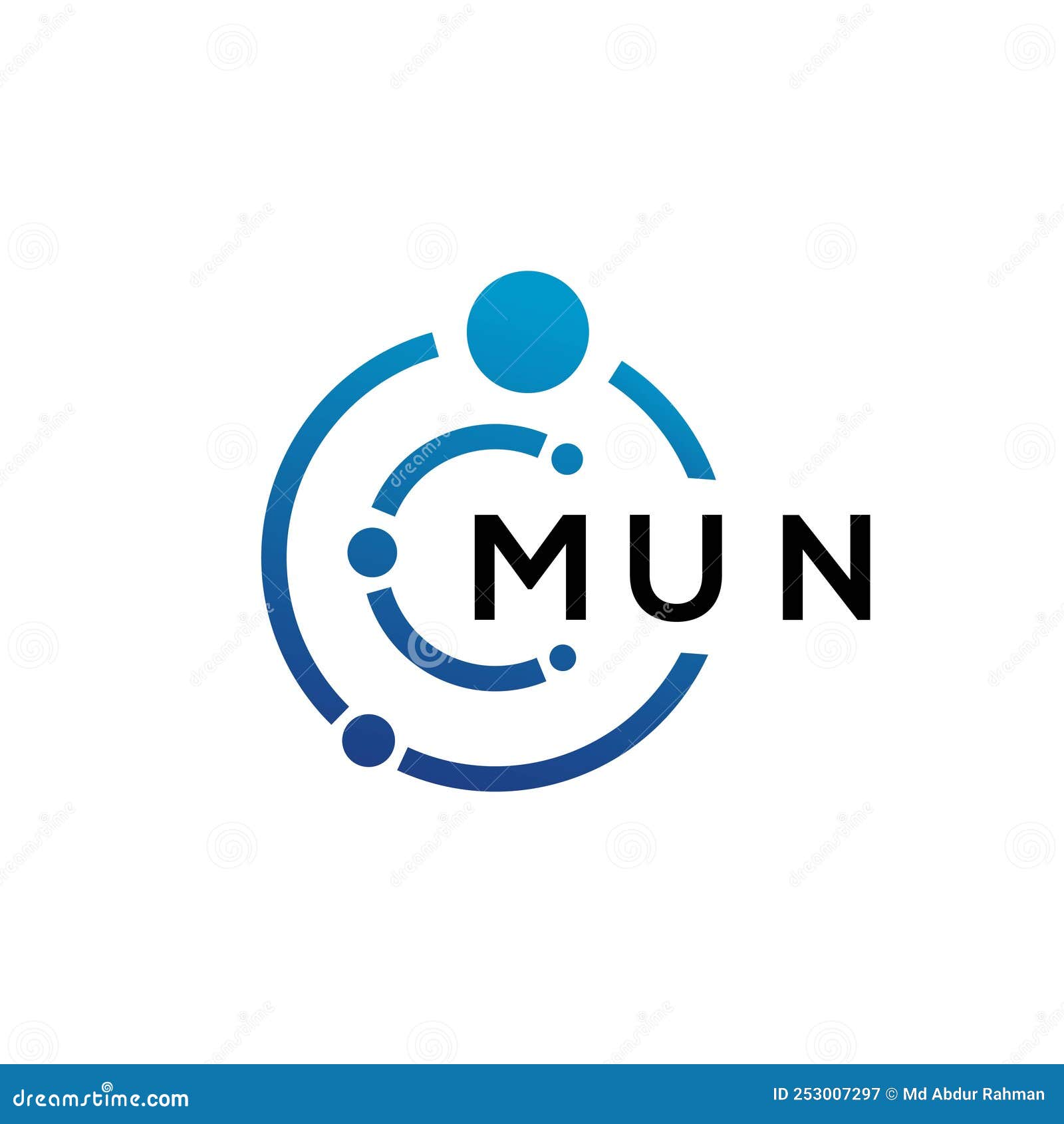 MUN Letter Technology Logo Design on White Background. MUN Creative ...