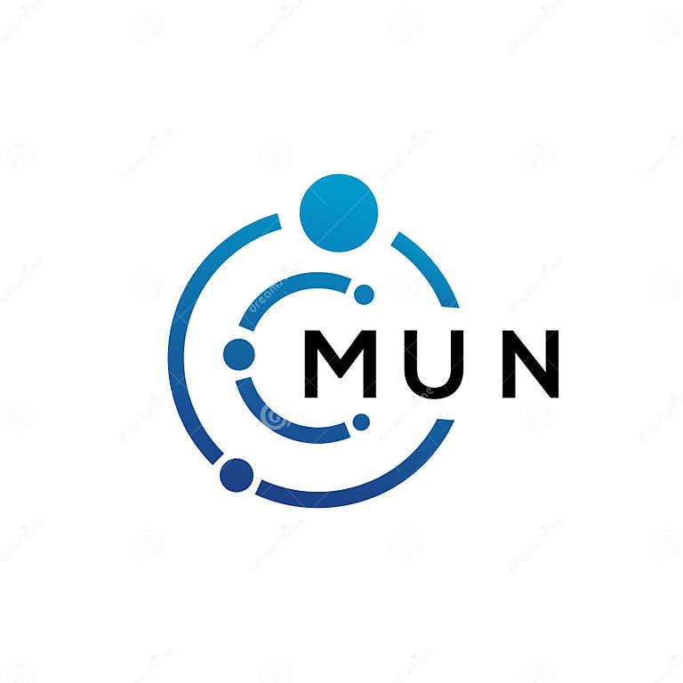 MUN Letter Technology Logo Design on White Background. MUN Creative ...